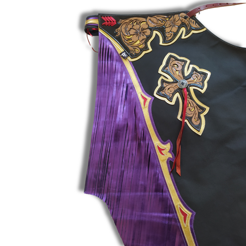 RODEO WINS CHAPS - RW25A - BLACK/PURPLE/GOLD – Rodeo Wins
