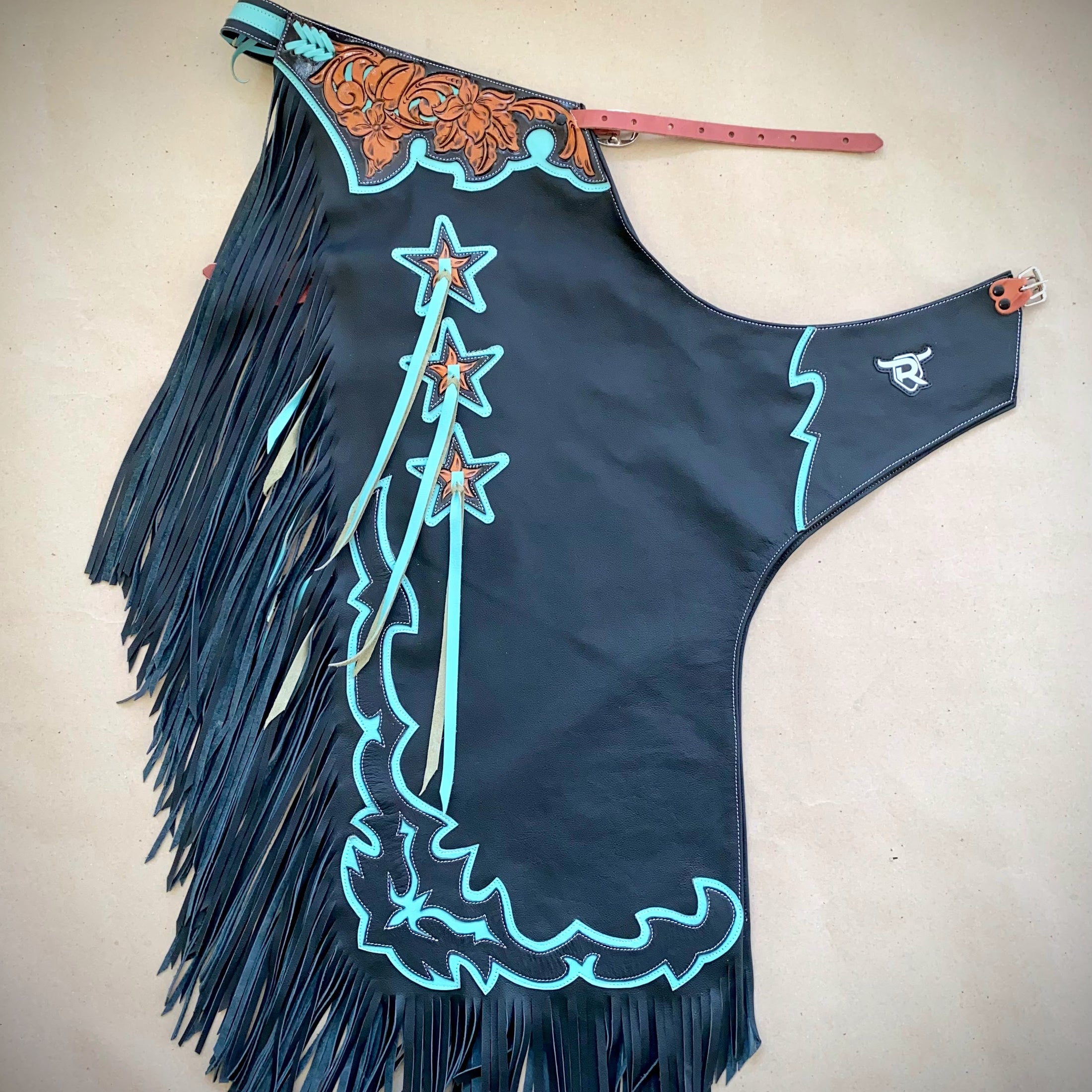 SET CHAPS AND VEST - BLACK STYLE - BULL RIDING - RW03 – Rodeo Wins
