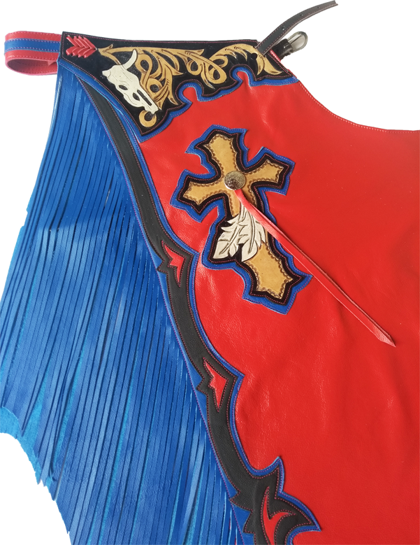 CHAPS BULL RIDING - RED AND BLUE – Rodeo Wins